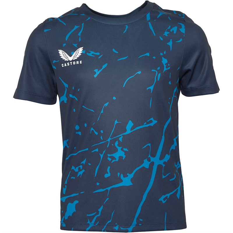 Buy Castore Junior Short Sleeve Printed Training T-Shirt Navy/Blue