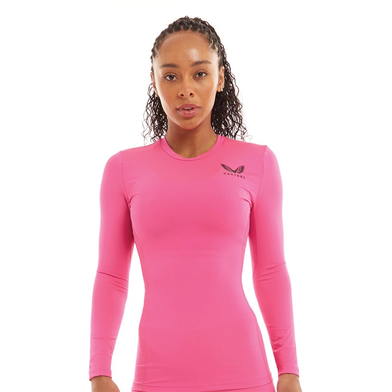Buy Castore Womens Baselayer Long Sleeve Top Pink Glo