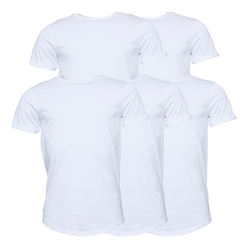 Mo T-Shirts Five-Pack Homme Blanc