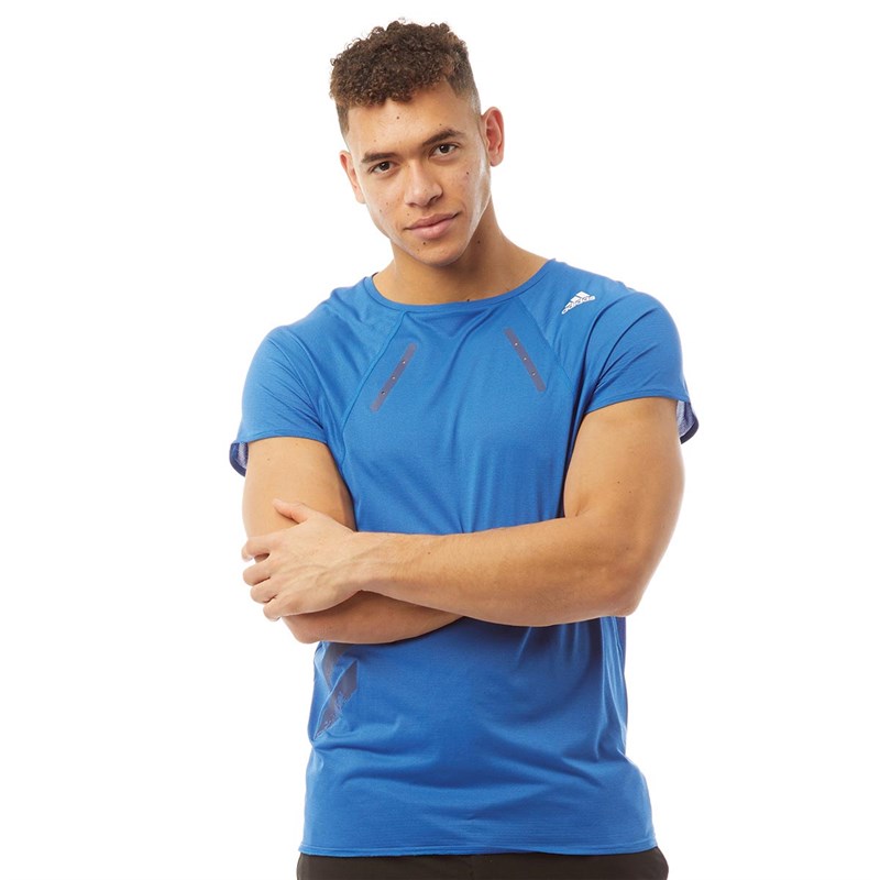 Buy adidas Mens Heat.RDY Running Top Glow Blue