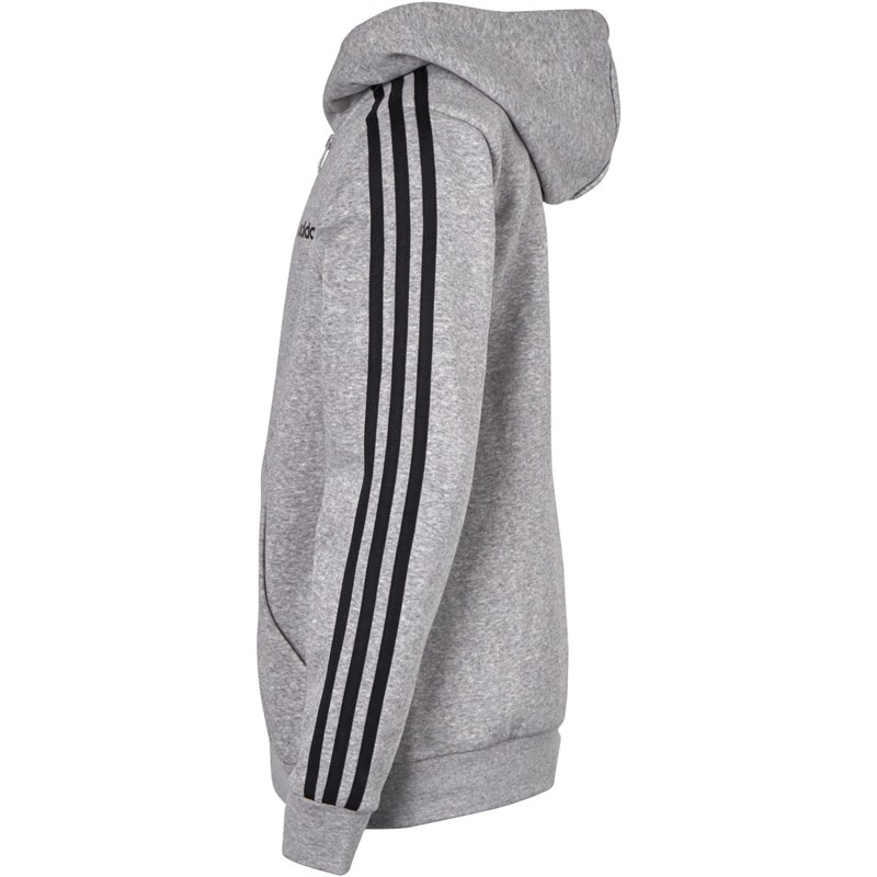 Buy adidas Junior Essentials 3-Stripes Full Zip Hoodie Medium Grey ...