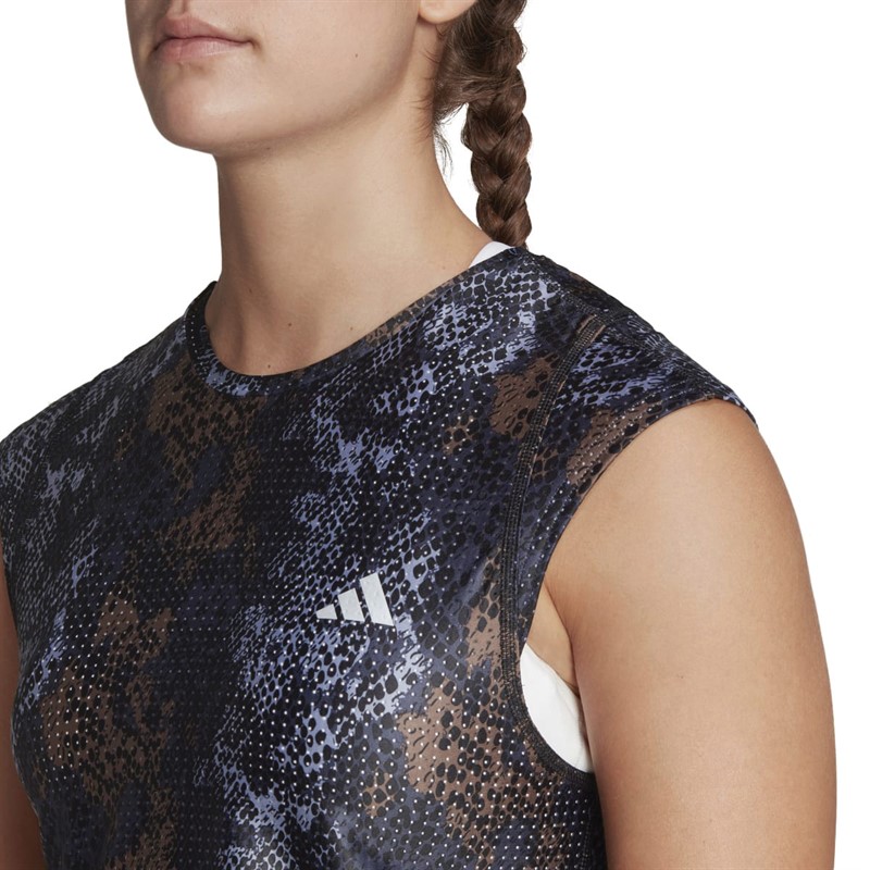 Buy adidas Womens Fast Parley Aeroready Graphic Top Black/Legacy Ink