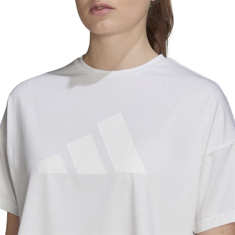 Buy adidas Womens Train Icons Aeroready 3 Bar Logo Top White