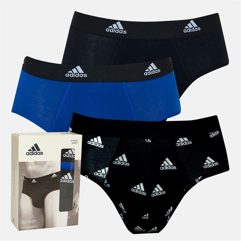 Buy adidas Mens Active Flex Cotton Three Pack Briefs Black/Blue