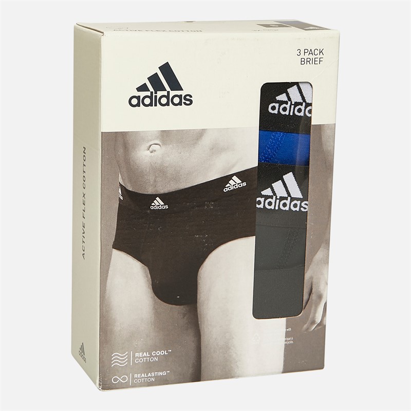 Buy adidas Mens Active Flex Cotton Three Pack Briefs Black/Blue