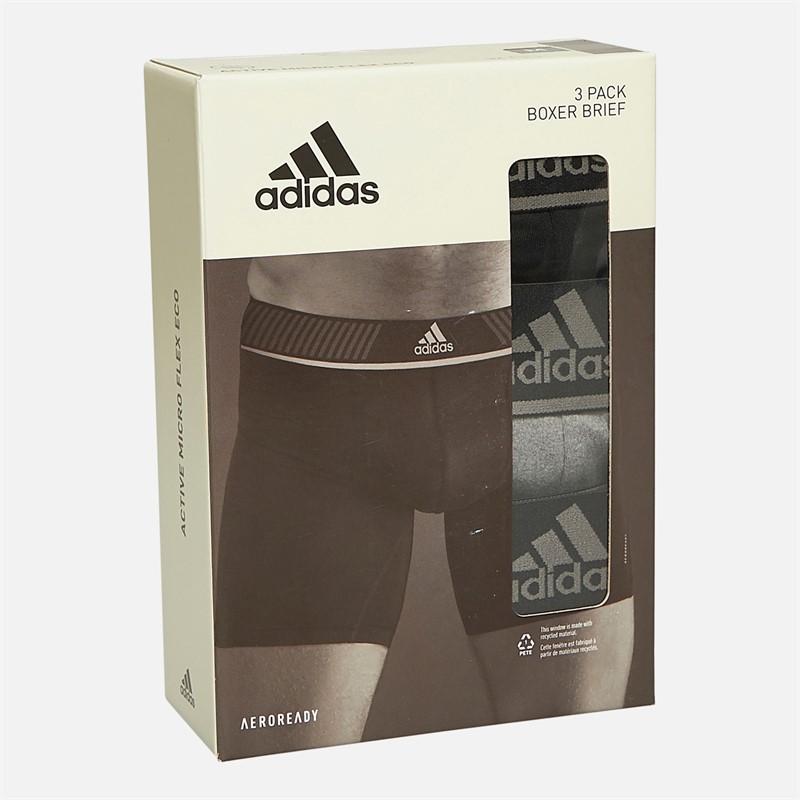 Buy adidas Mens Active Micro Flex Three Pack Boxers Black/Grey/Charcoal