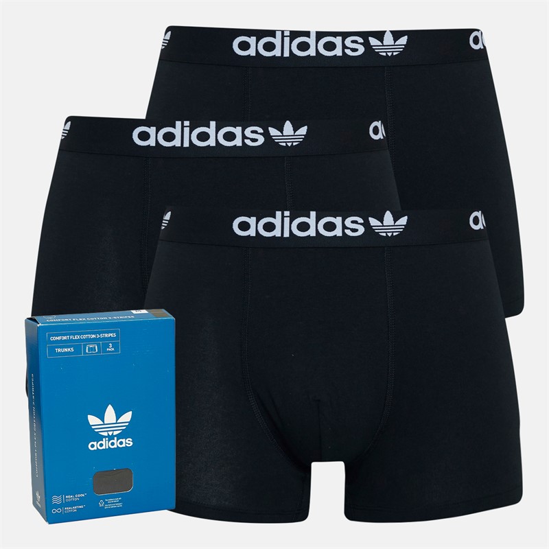 Buy adidas Originals Mens Comfort Flex 3 Stripes Three Pack Trunks Black