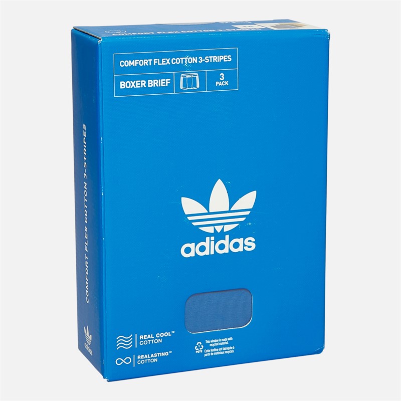 Buy adidas Originals Mens Comfort Flex 3 Stripes Three Pack Boxers Black/Blue/Yellow