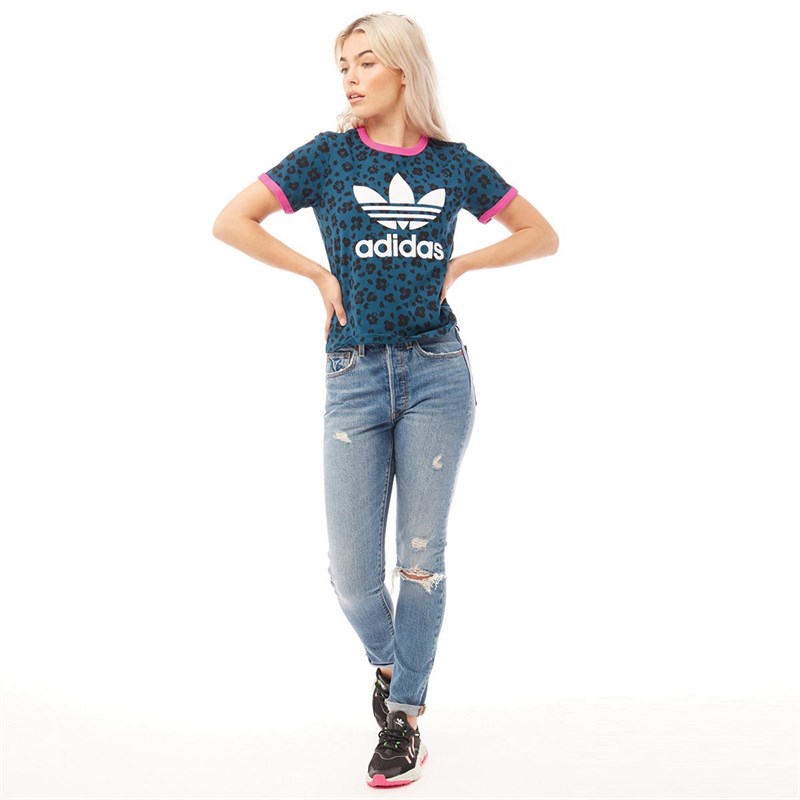 Buy adidas Originals Womens All Over Print T-Shirt Tech Mineral/Black