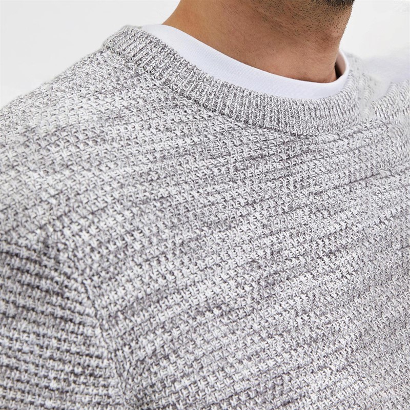 Selected Herren Homme Slhvince Bubble W Noos Pullover mit Rundhalsausschnitt Hellgraumeliert
