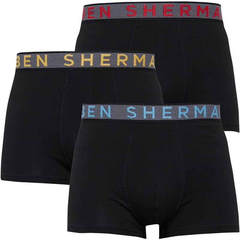 Buy Ben Sherman Mens Lucas Three Pack Trunks Black