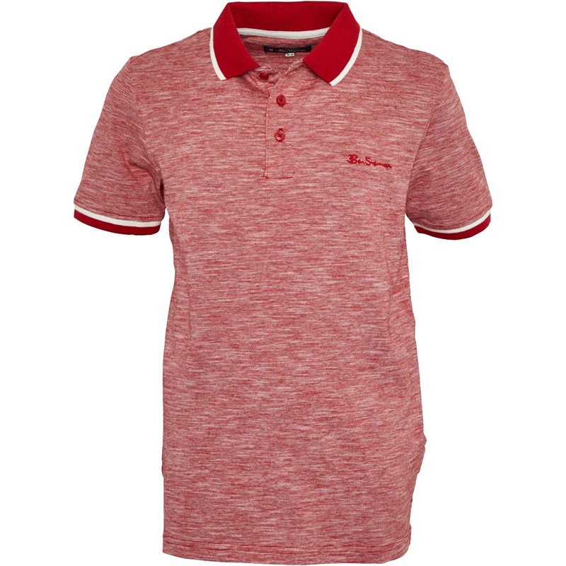 Buy Ben Sherman Boys Short Sleeve Slub Stripe Jersey Polo Dawn Red