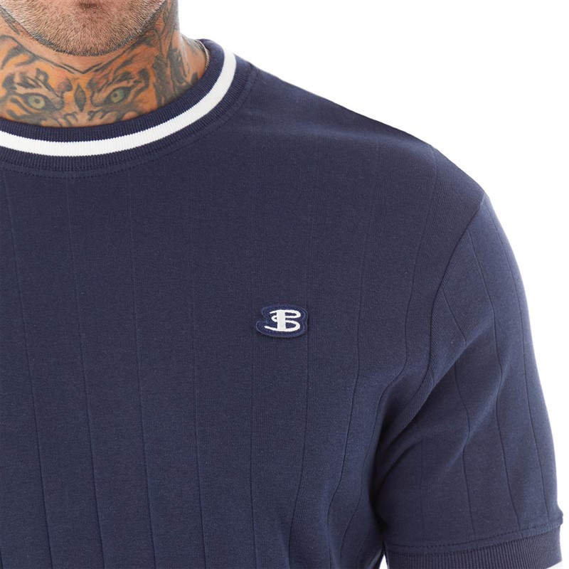 Buy Ben Sherman Mens Rib Ringer T-shirt Dark Navy