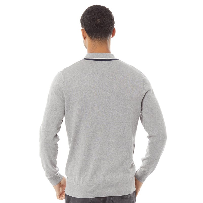 Buy Ben Sherman Mens Tipped Knit Polo Neck Jumper Grey Marl