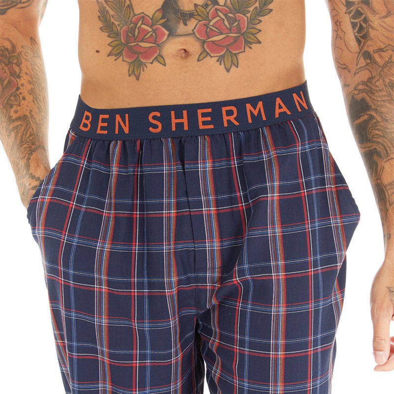 Buy Ben Sherman Mens Maverick Lounge Pants Navy/Red Check