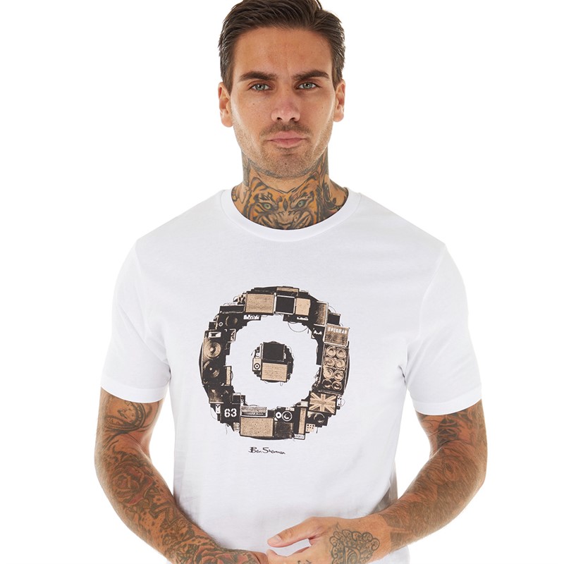 Buy Ben Sherman Mens Target Speakers T-Shirt White