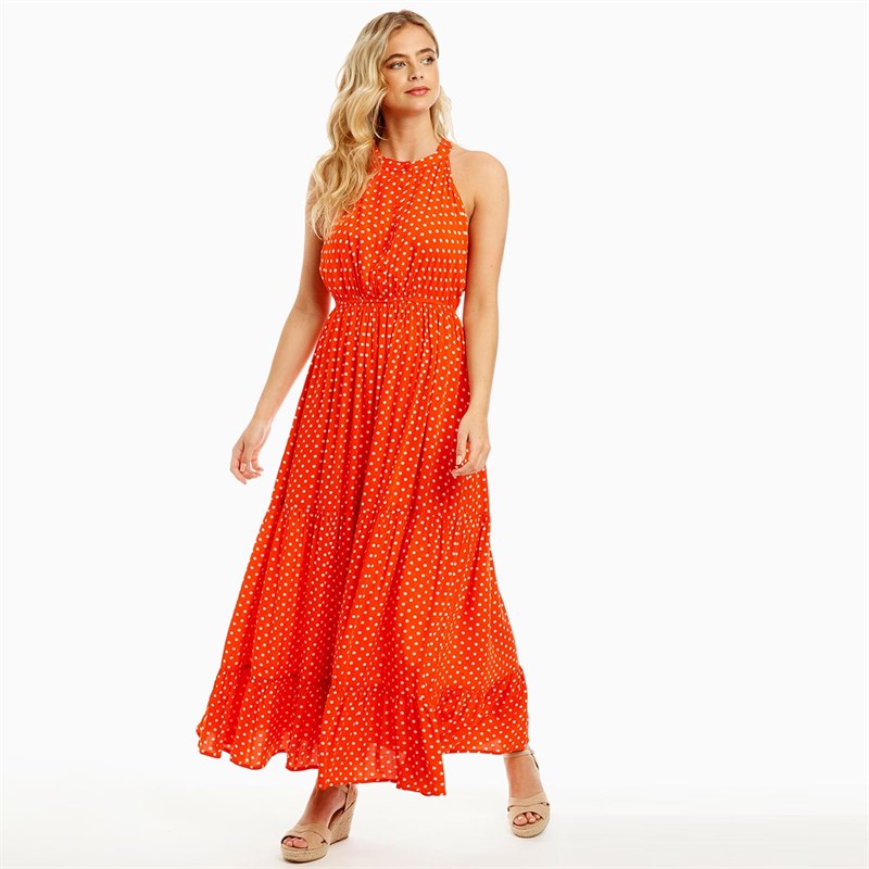 Buy Brave Soul Womens Skye All Over Print High Neck Maxi Wrap Dress Sunset