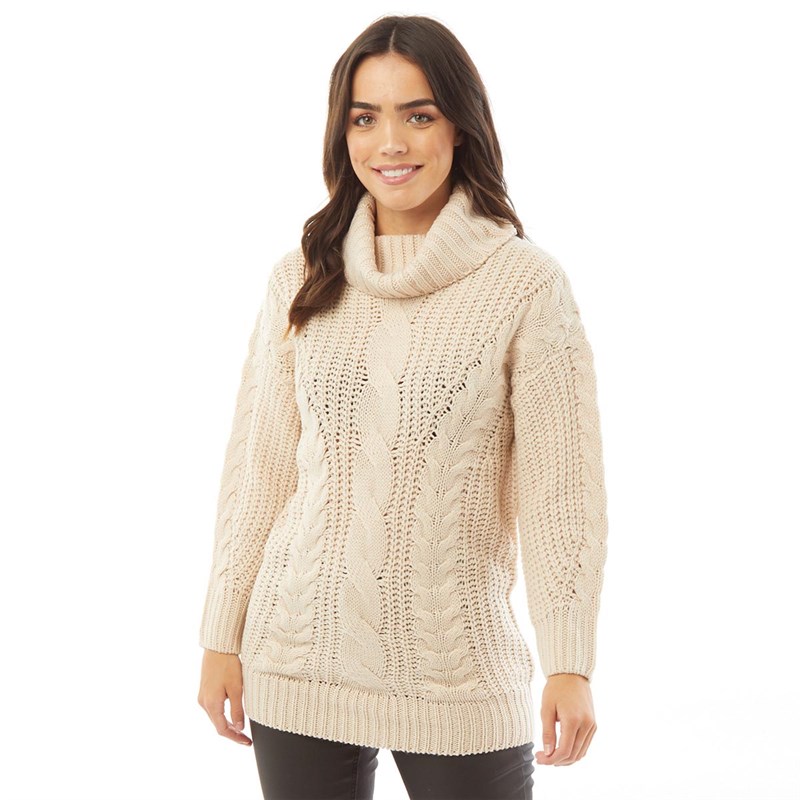 Buy Brave Soul Womens Marron Knitted Jumper Warm Beige