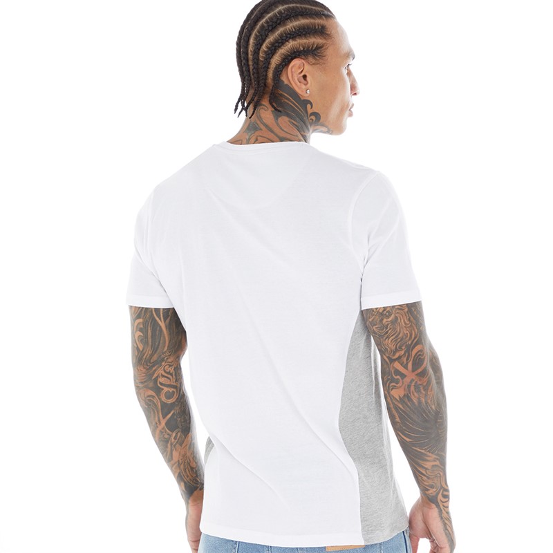 Buy Brave Soul Mens Clint T-Shirt Optic White/Light Grey Marl/Optic White