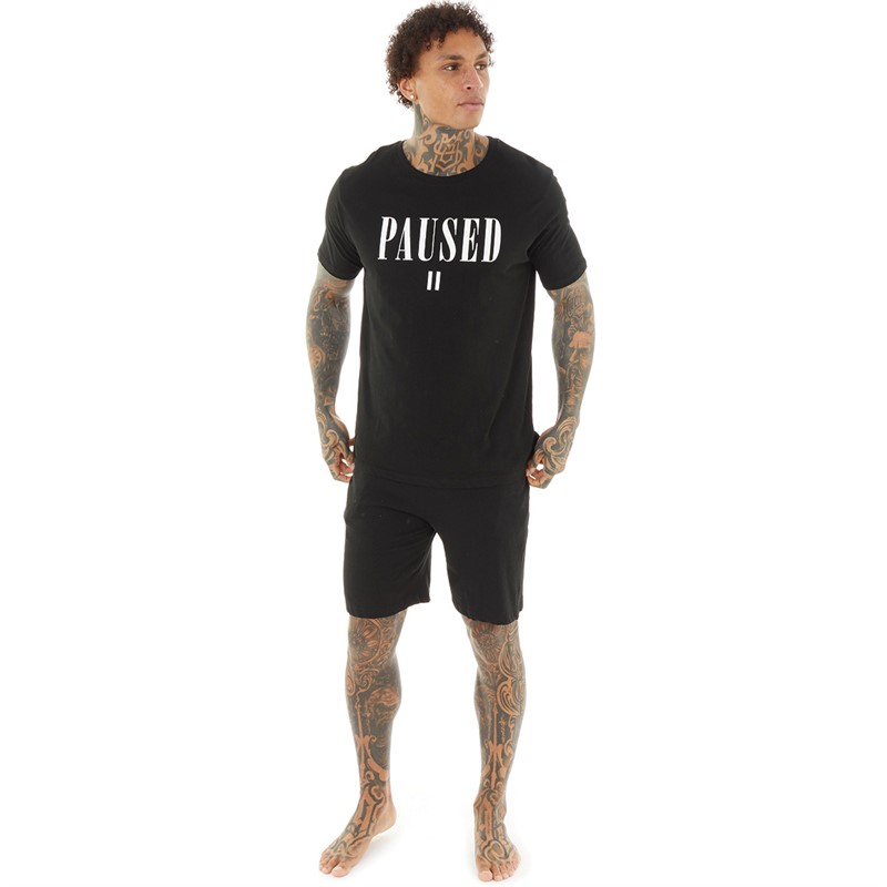 Buy Brave Soul Mens Pause Loungewear Set Black/White