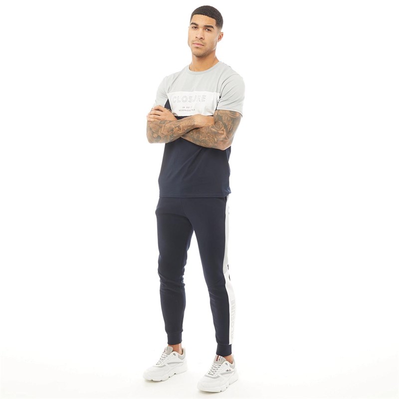 Buy Closure London Mens Panelled Logo Block Joggers Navy