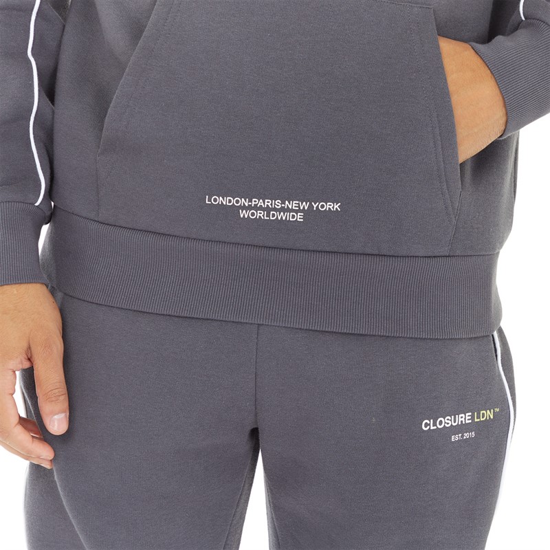 Buy Closure London Mens Multi Logo Piping Tracksuit Charcoal