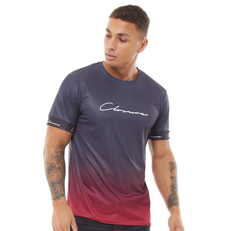 Buy Closure London Mens Fade Script Band T-Shirt Red