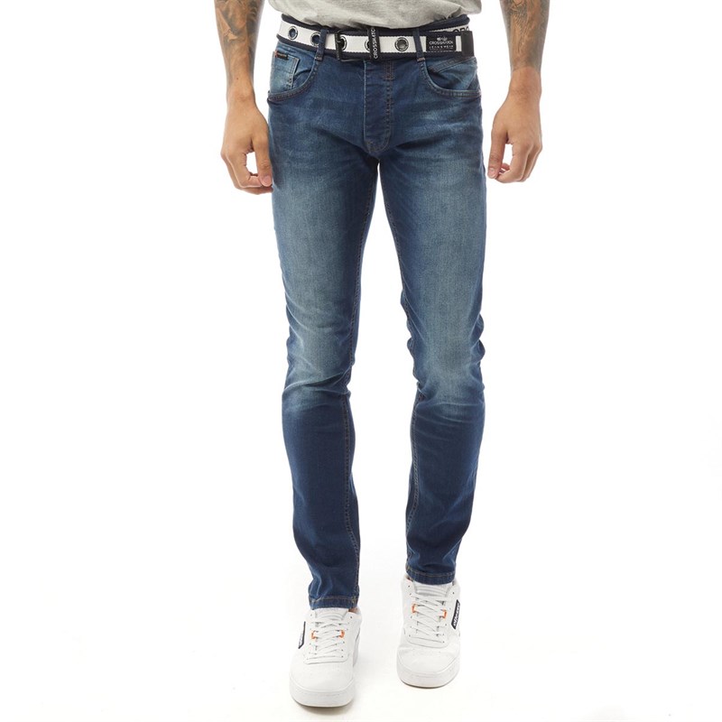 Crosshatch Jean Slim Barbeck Homme Bleu Moyen