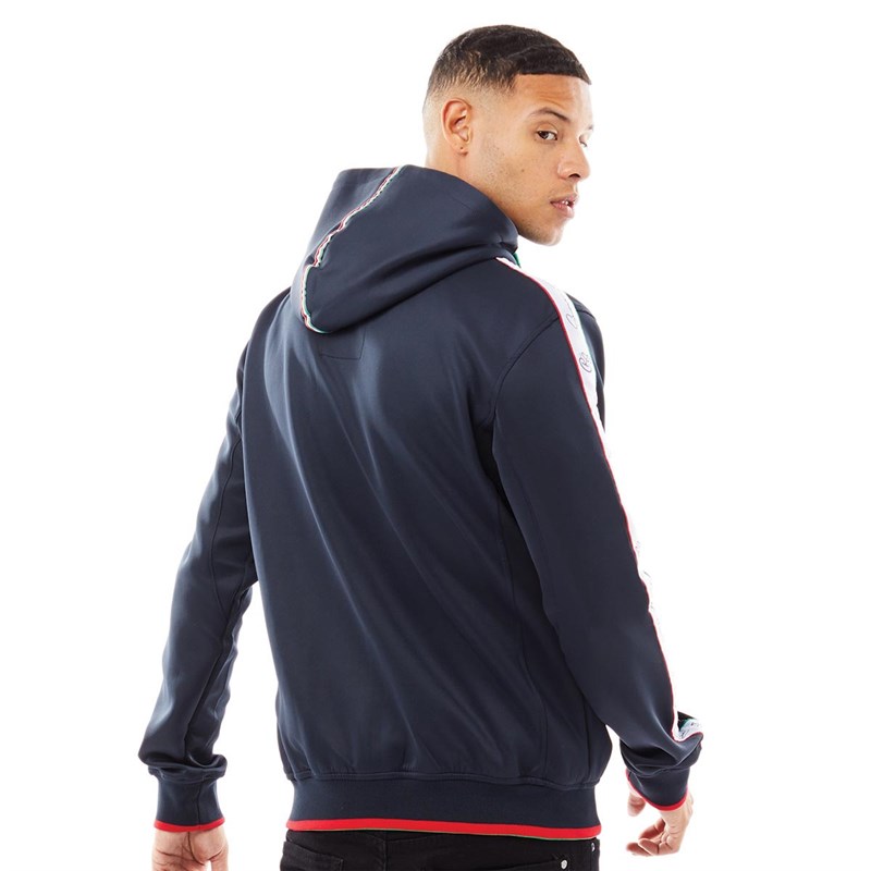 Buy Crosshatch Mens Lanbiera Tape Tricot Hooded Jacket Navy