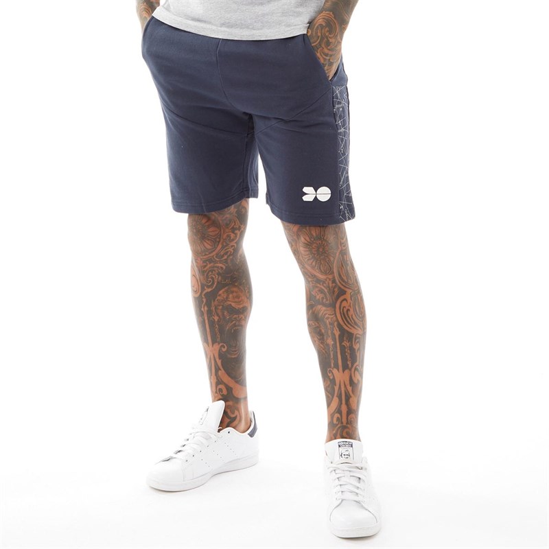 Buy Crosshatch Mens Pyramid Printed Leg Shorts Navy