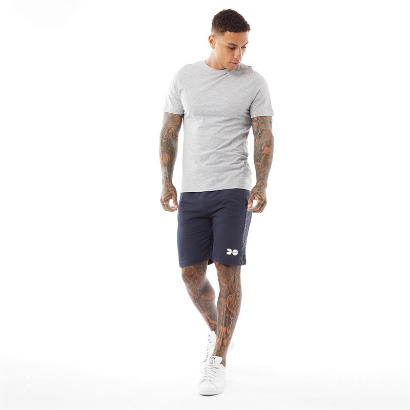 Buy Crosshatch Mens Pyramid Printed Leg Shorts Navy