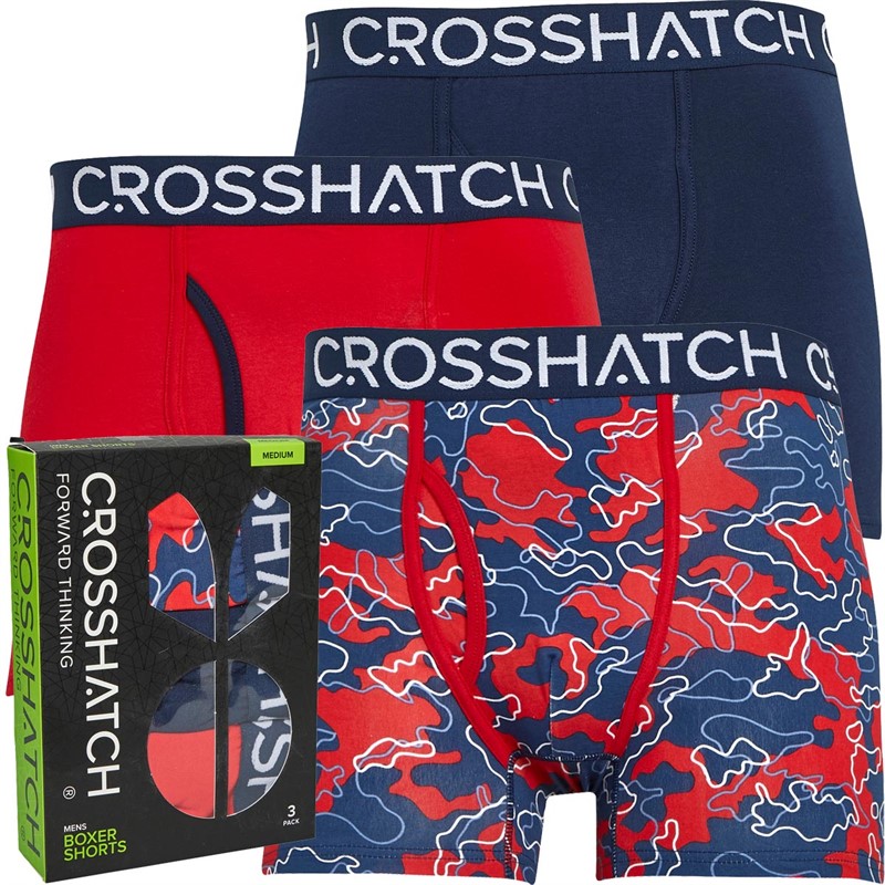 Buy Crosshatch Mens Stracts Three Pack Boxers Red