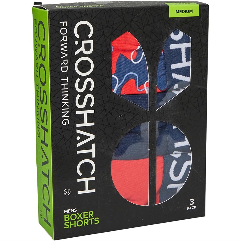 Buy Crosshatch Mens Stracts Three Pack Boxers Red