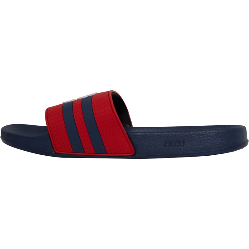 Buy Crosshatch Mens Hamlax Sliders Navy/Red