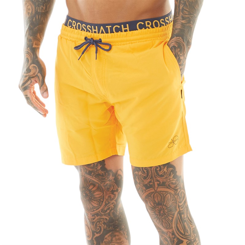 Buy Crosshatch Mens Bandout Swim Shorts Yellow