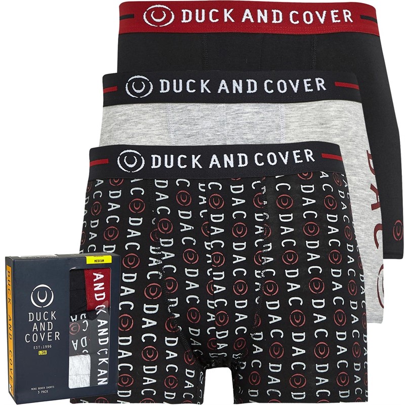Buy Duck And Cover Mens Stamper Three Pack Boxer Shorts Black