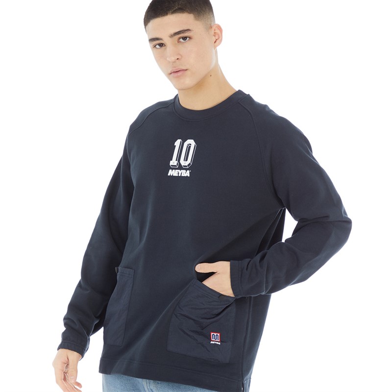 Buy MEYBA Mens Nylon Pocket Crew Neck Sweatshirt Navy