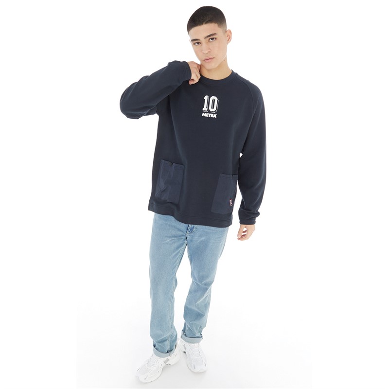 Buy MEYBA Mens Nylon Pocket Crew Neck Sweatshirt Navy