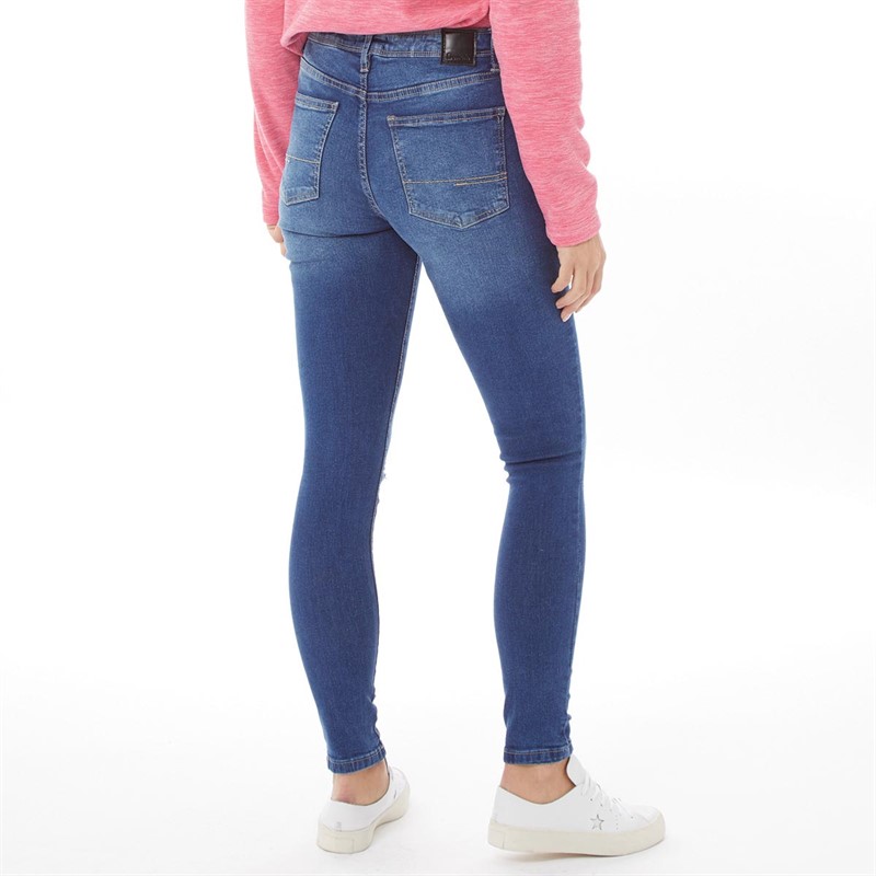 Buy Bench Womens Bn-Millie Skinny Ripped Jeans Mid Blue