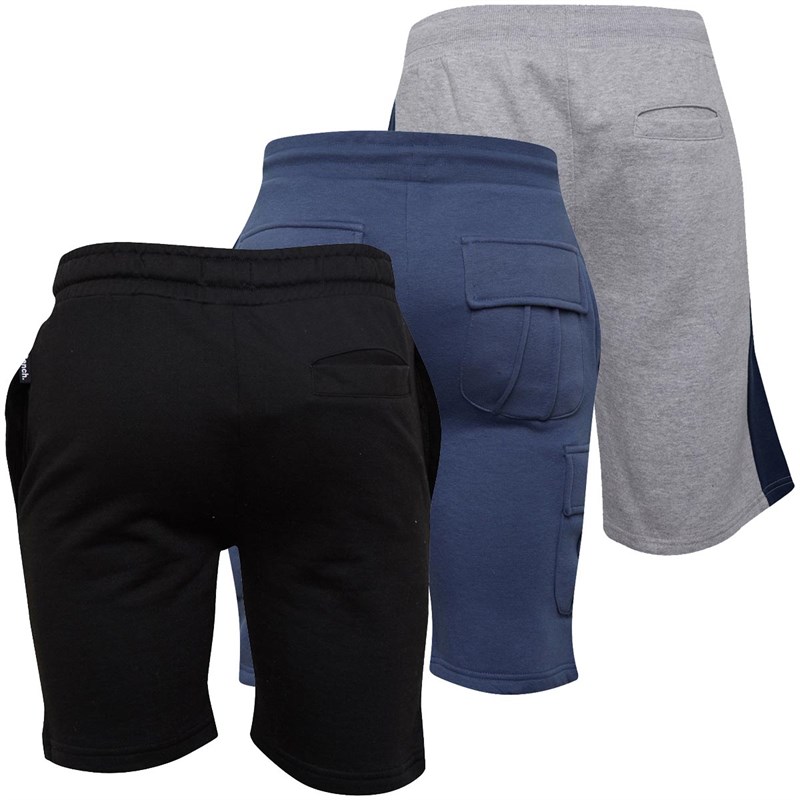 Buy Bench Mens Claroldo Three Pack Shorts Black/Denim/Grey Marl