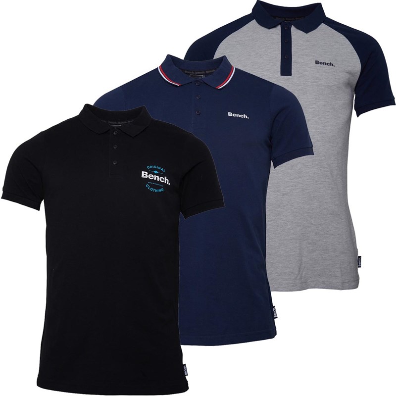 Buy Bench Mens Flegruco Three Pack Polos Navy/Black/White