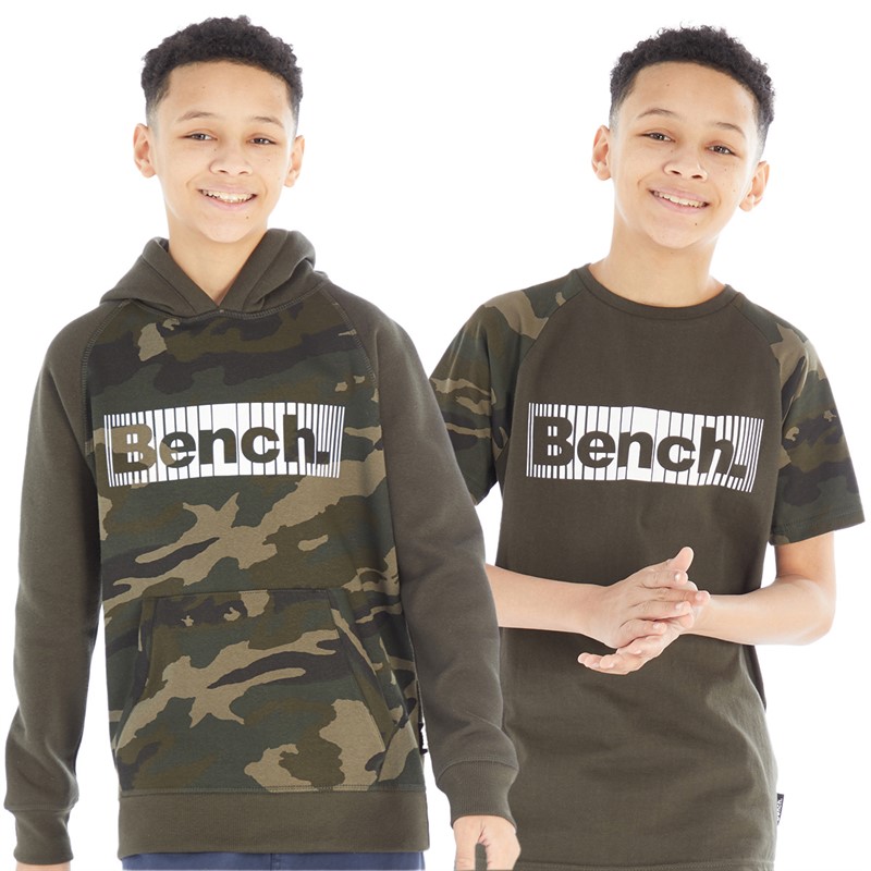 Buy Bench Boys Omanner Hoodie And T-Shirt Set Khaki Camo