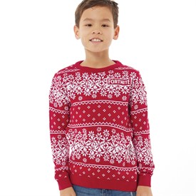 Buy Fortnite Boys Fairisle Knitted Jumper Red
