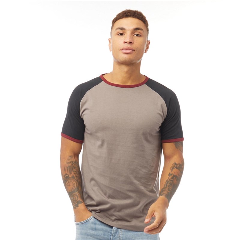 Buy Fluid Mens Raglan/Ringer T-Shirt Storm/Black/Cabernet