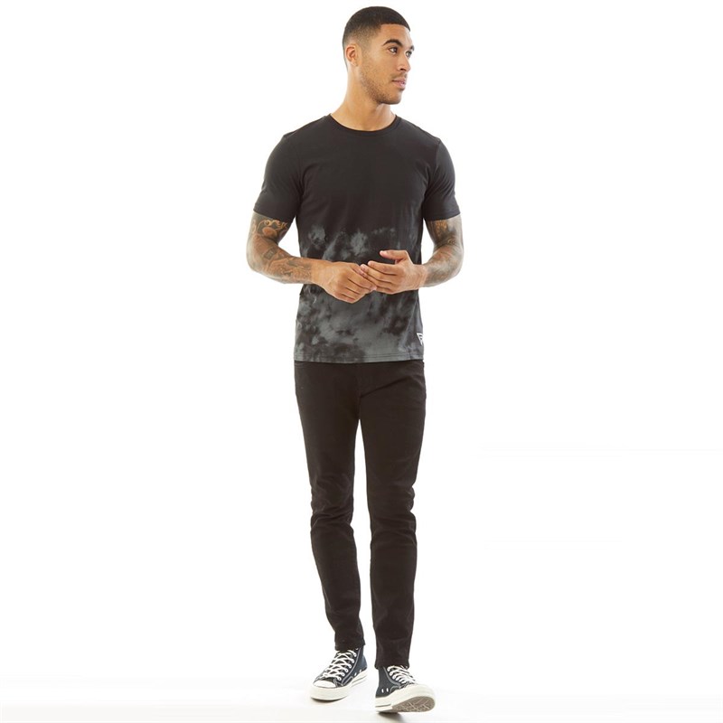 Buy Fluid Mens Gradient Tie Dye Print T-Shirt Black