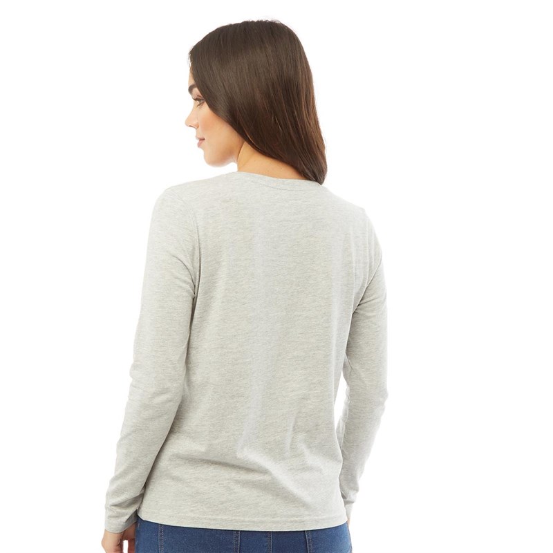 Buy Fluid Womens Scoop Neck Long Sleeve Top Grey