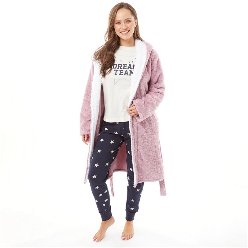 Buy Fluid Womens Wellsoft Hooded Robe Pink