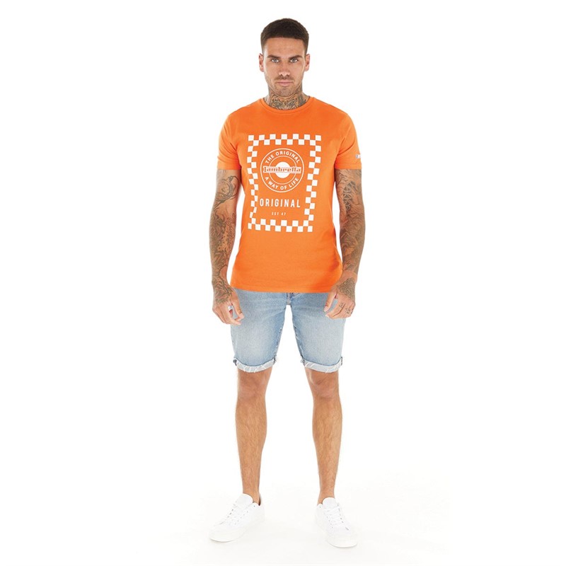 Buy Lambretta Mens Checker Board T-Shirt Burnt Orange Buy Lambretta Mens Checker Board T-Shirt Burnt Orange