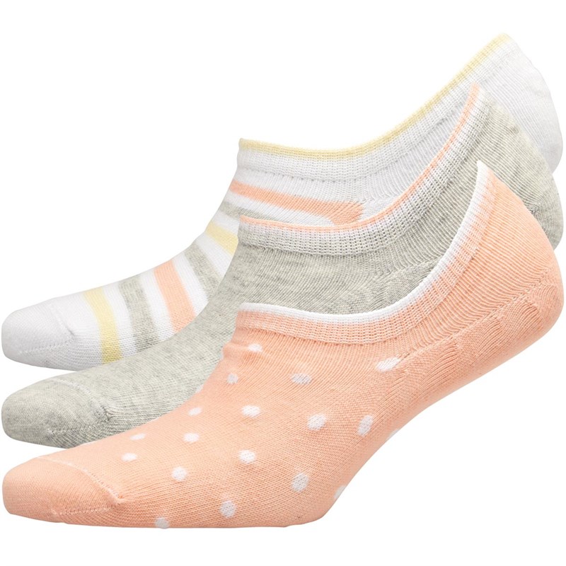 Buy Fruitcake Womens Three Pack Printed Invisible Trainer Liner Socks White Stripe/Grey/Pink Spot