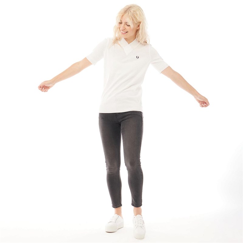 Buy Fred Perry Womens Tennis V-neck Jumper White